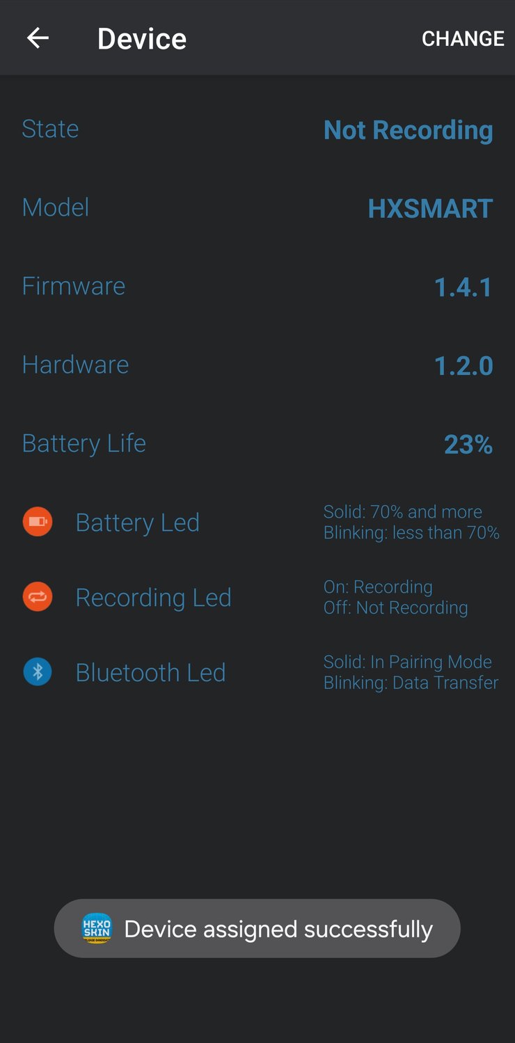 Hexoskin Android App - Pairing Old and New Recorders
