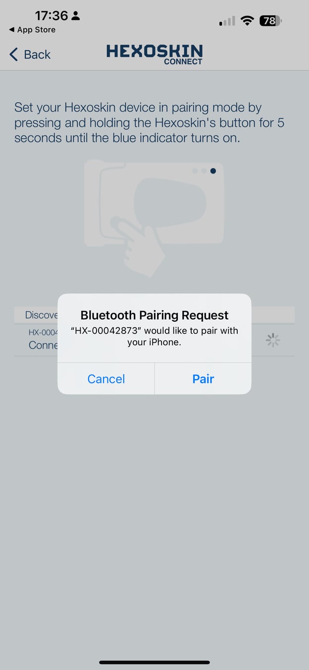 Hexoskin iOS App - Pairing Old & New Hexoskin Device