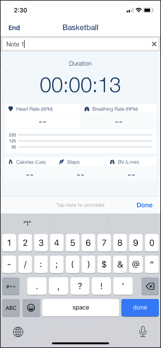 Adding annotation with the Hexoskin App Adding annotation with the Hexoskin App