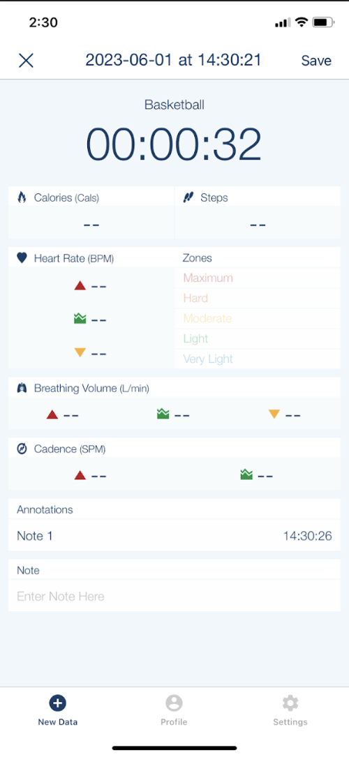 Adding annotation with the Hexoskin App