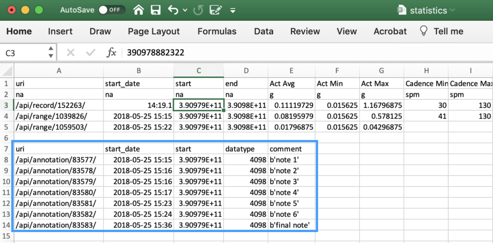 Adding annotation with the Hexoskin App