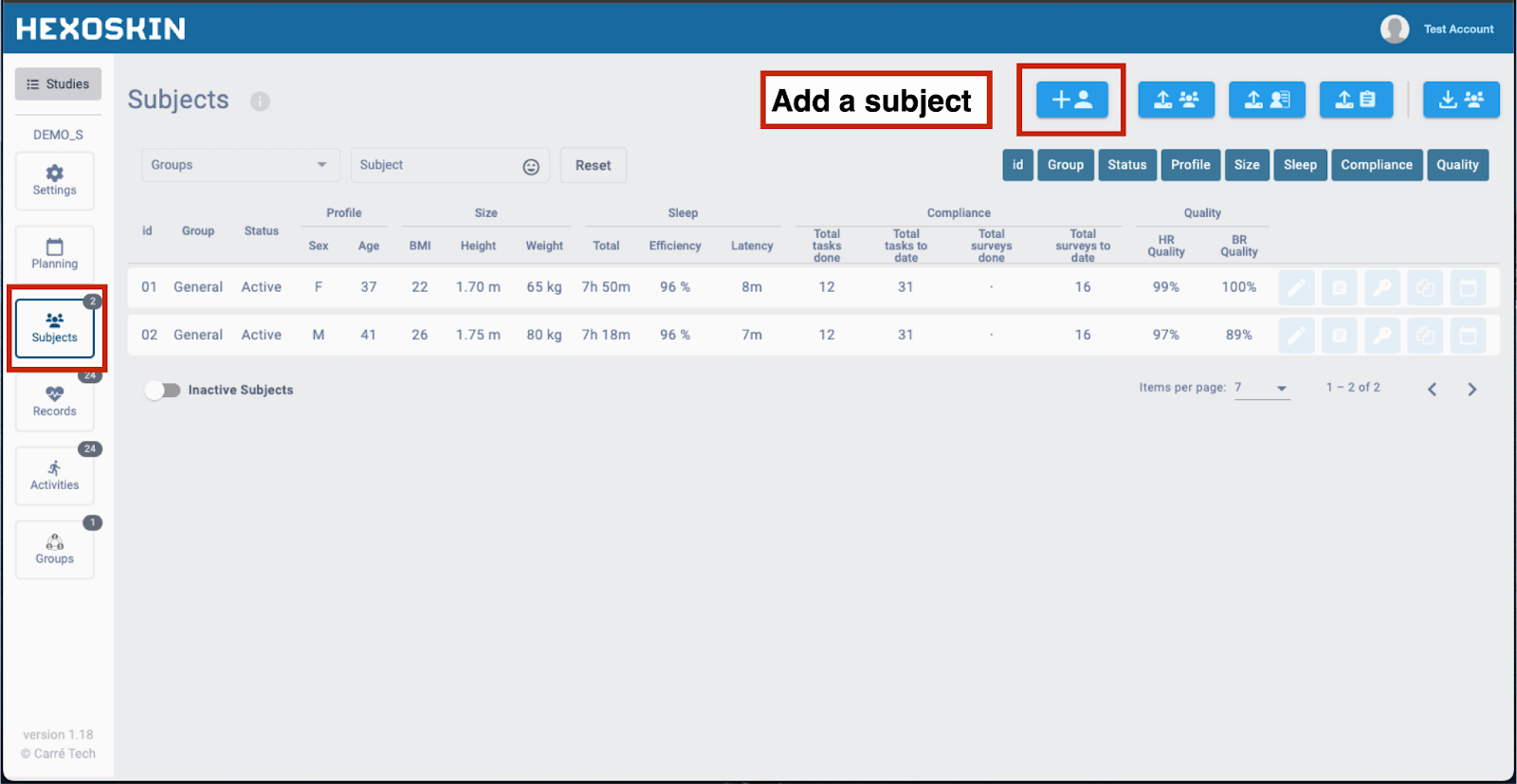 Add a New Subject to a Study