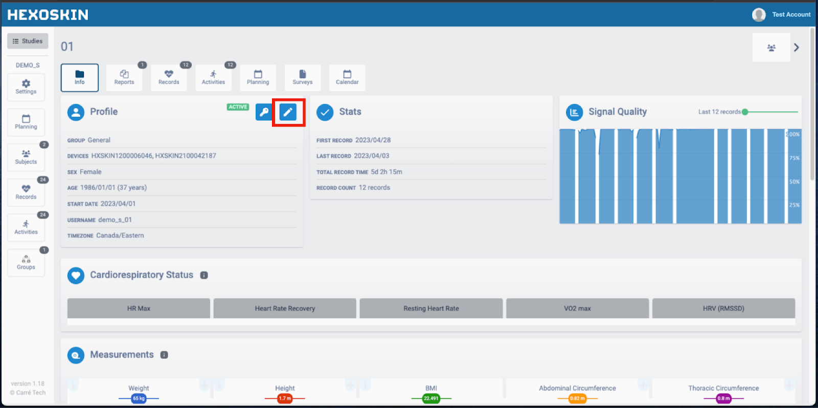 Configure or update a subject’s information (OneView Dashboard)
